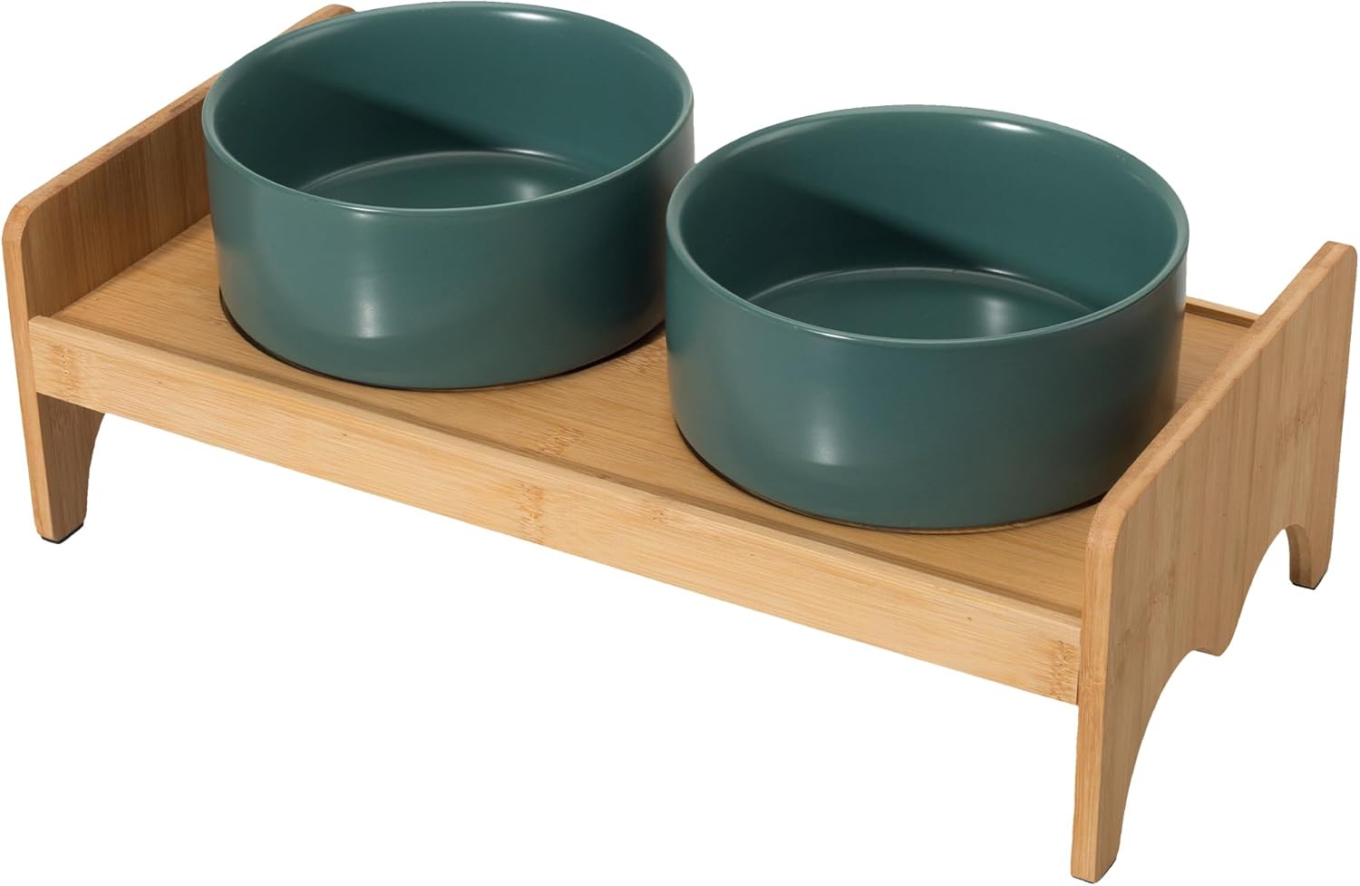 Pet Supplies : Elevated Ceramic Dog Bowl Set - Double Bowls with Bamboo ...