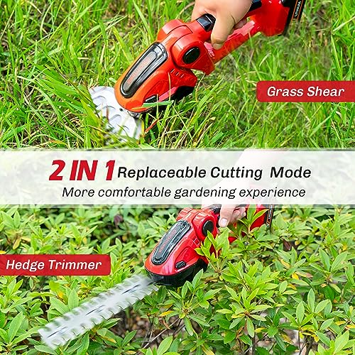 Snapklik.com : 21V 1260-RPM Cordless Grass Shears, 2-in-1 Mini Hedge ...