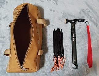Amazon.com : 8 Pack Tent Stakes and Hammer with Canvas Storage Bag ...