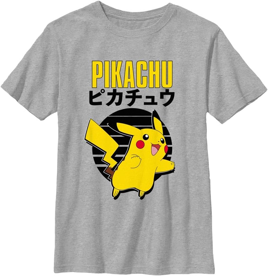 Amazon.com: Pokemon Kids Pikachu Emblem Boys Short Sleeve Tee Shirt ...