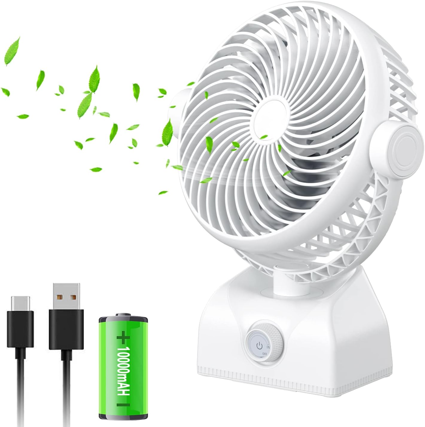 Amazon.com: Kurmafa Oscillating Desk Fan, 10000mAh Rechargeable Table ...