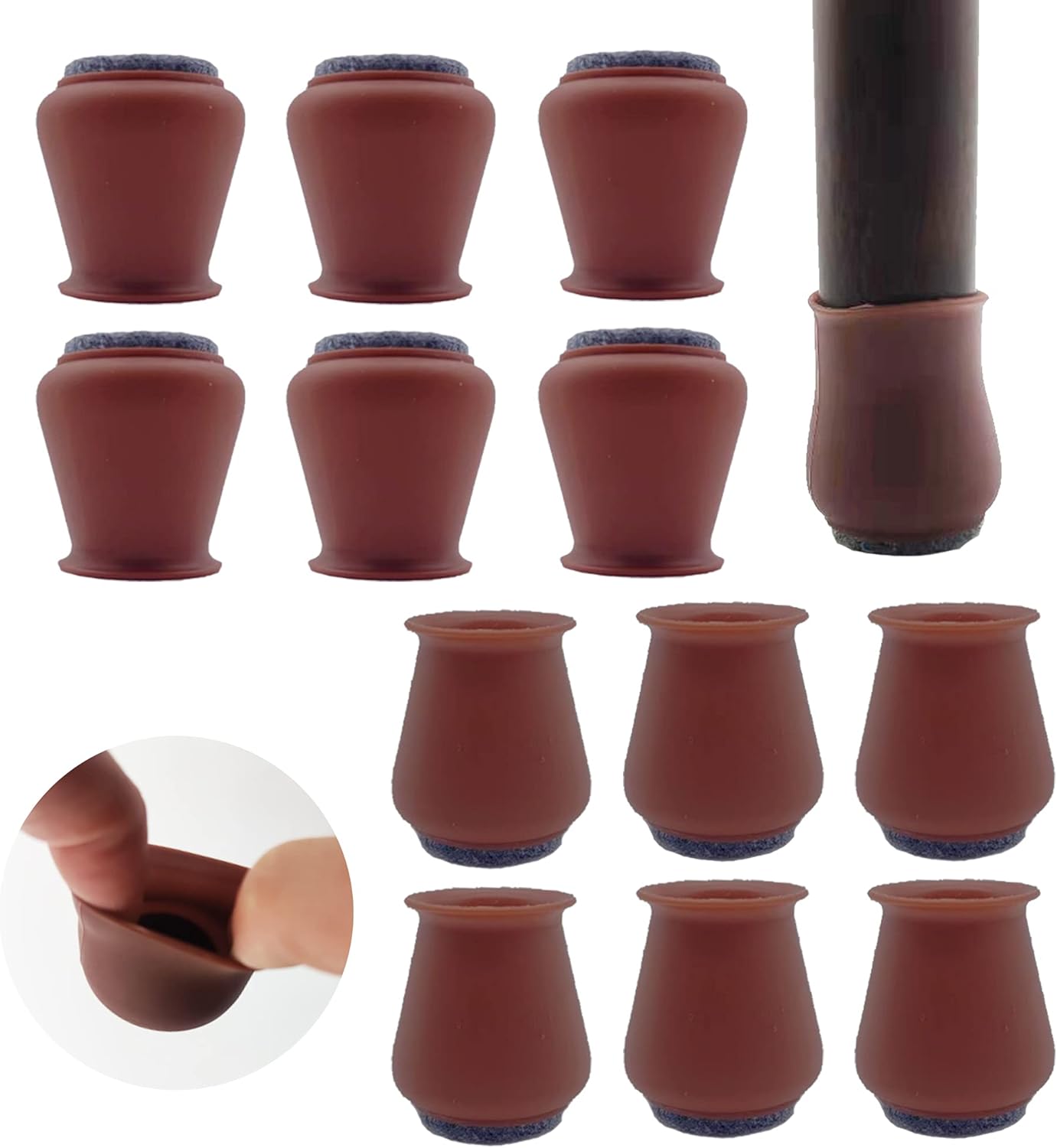 Amazon.com: SOLORI Upgraded 24 PCS Chair Leg Caps with Felt Bottom ...