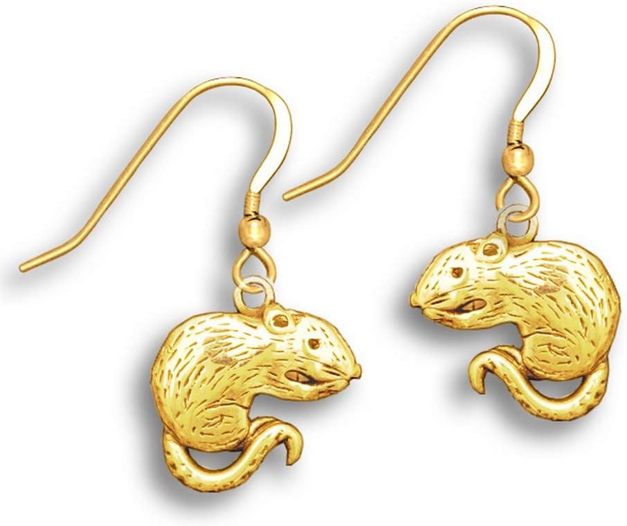Amazon.com: 14k Gold Rat Earrings - Rat Dangles for Women - Handcrafted ...