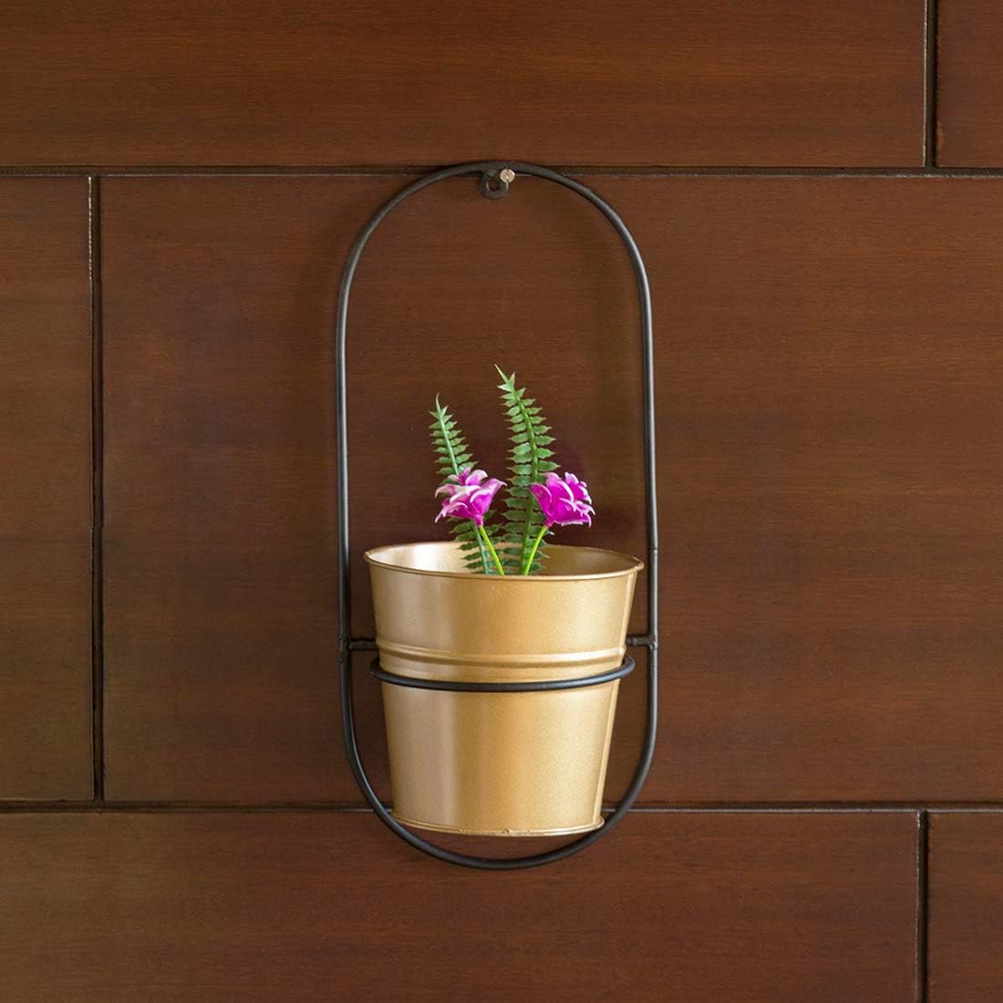 TIED RIBBONS Wall Hanging Metal Planter Pots with Wheel Shape Stand for ...