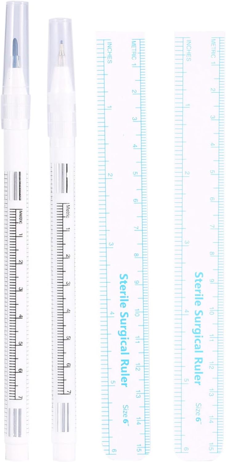 2Pcs Surgical Tattoo Piercing Skin Marker Pen With Rulers - Non-Toxic ...