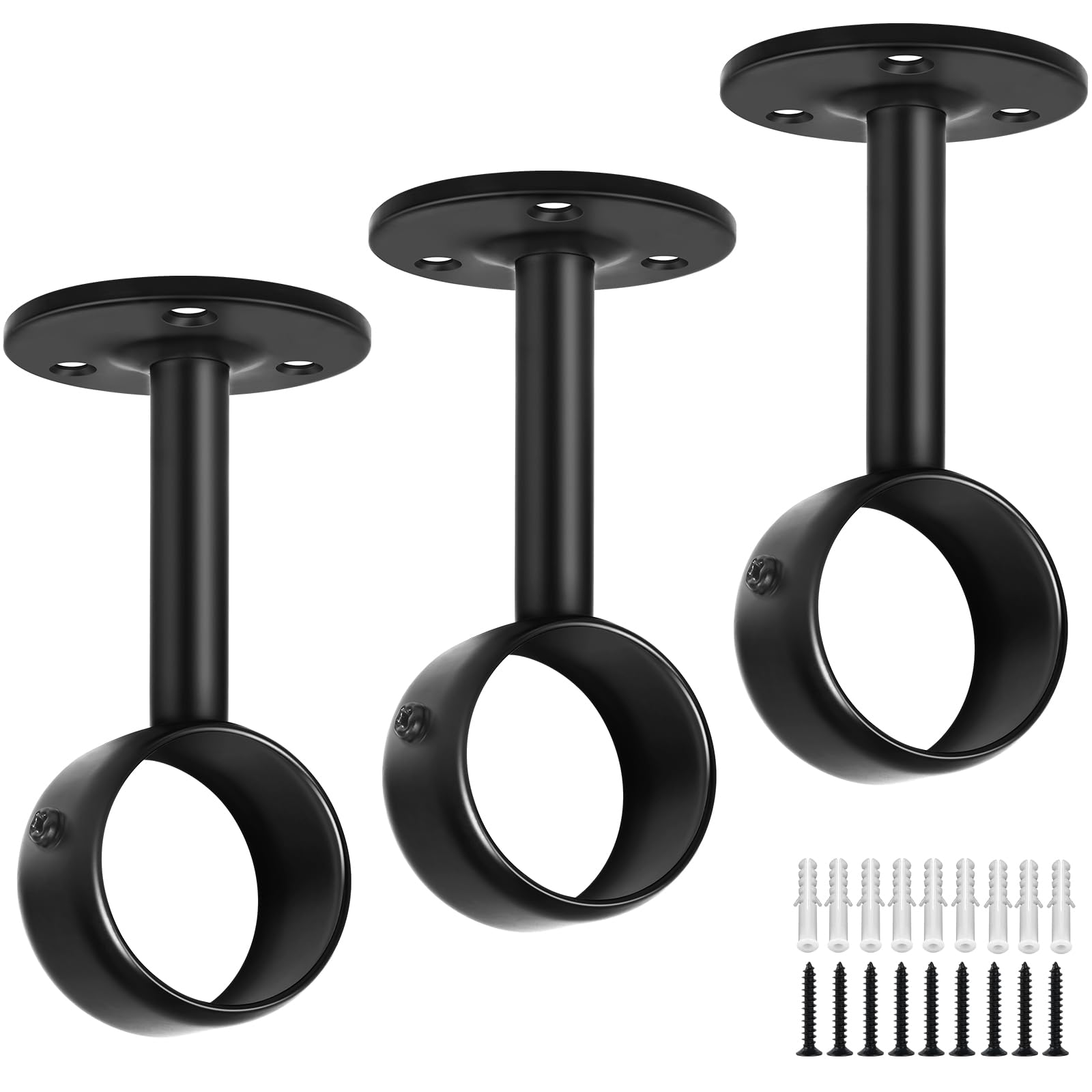 3 Pack Ceiling Curtain Rod Brackets Stainless Steel Wall Ceiling ...