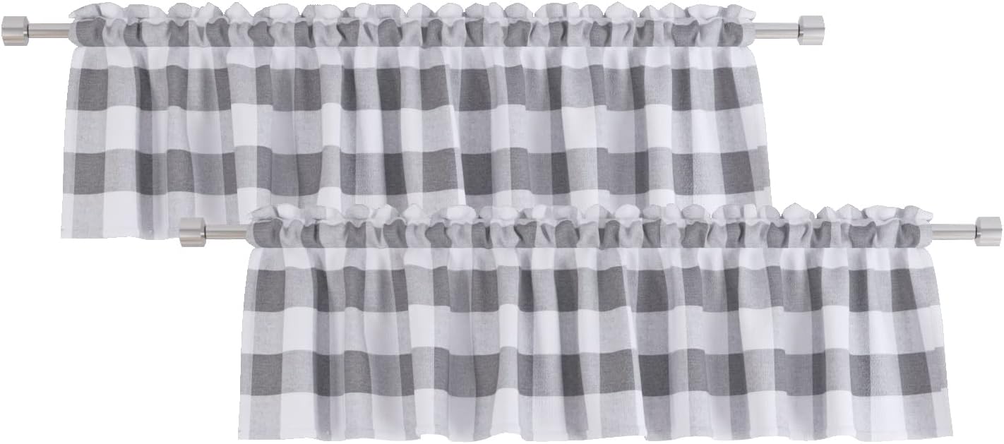 Amazon.com: 2 Pack Buffalo Check Valances for Windows Living Room 18 ...