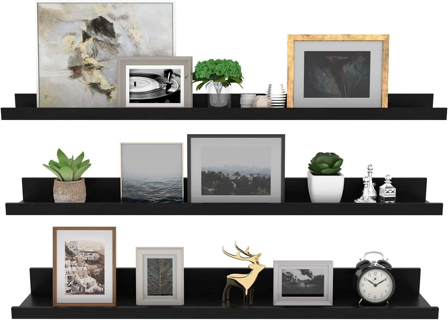 Amazon.com: Floating Shelves with Lip 36 Inch Black Picture Ledge Shelf ...