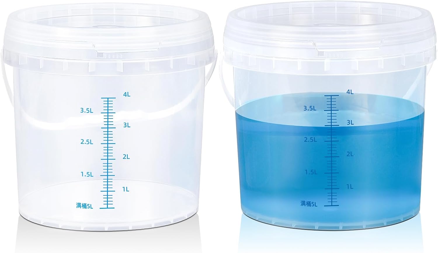 Amazon.com: ASEVAT 1.3Gal 2Pack Clear Bucket Graduated Pail Container ...