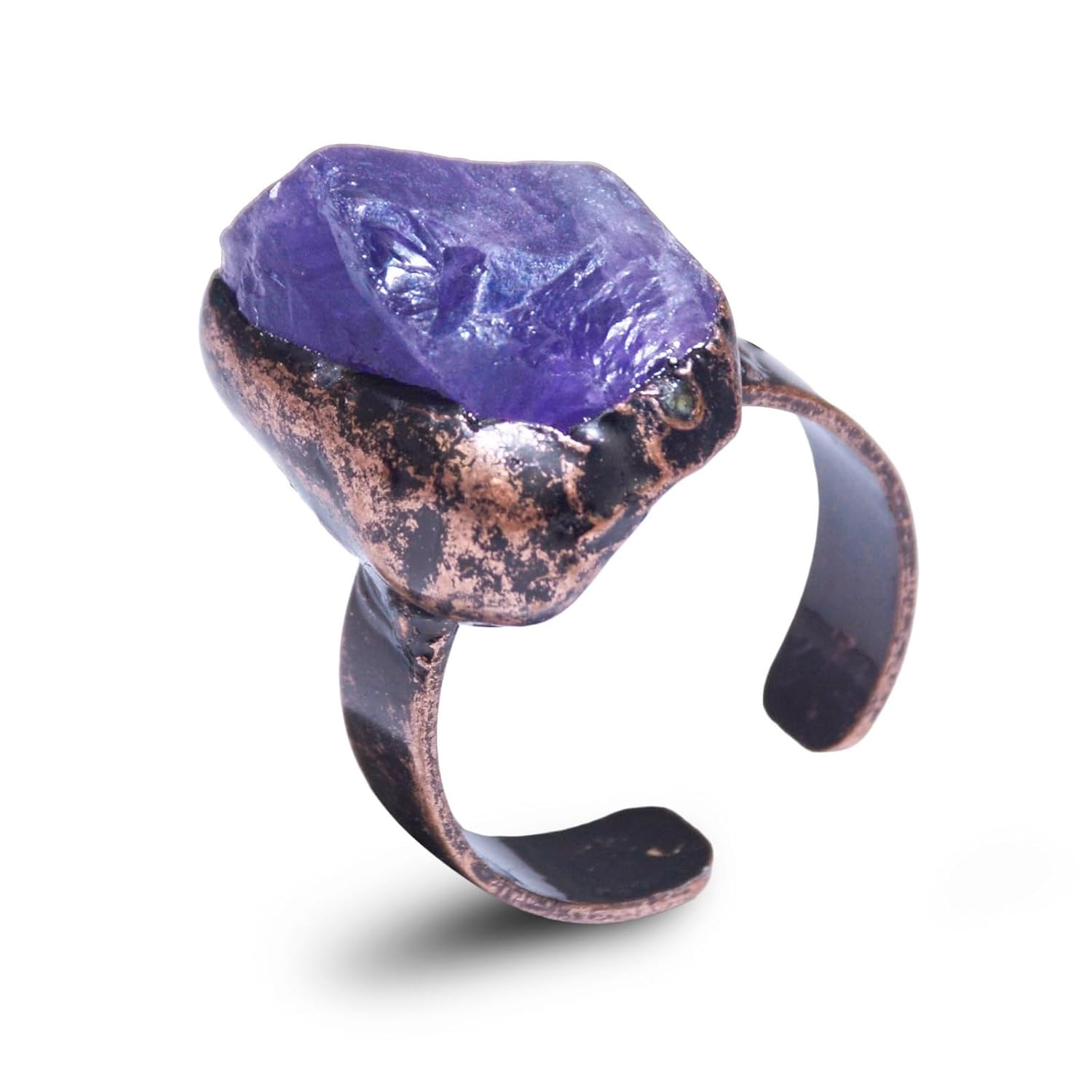 Amazon.com: Raw Amethyst Ring, Natural Amethyst Crystal Ring for Women ...
