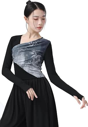 Angcoco Women's Chinese Traditional Ink Painting Long Sleeve Tops at ...
