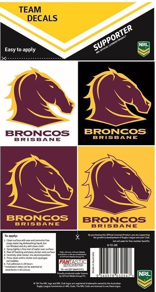 NRL Team Decal Sticker Set - Brisbane Broncos : Amazon.com.au: Sports ...