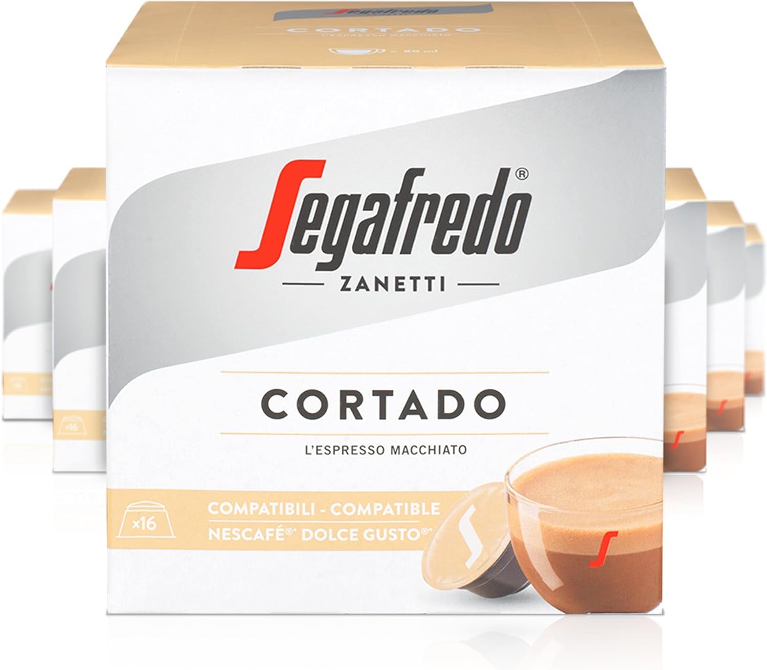 Segafredo Zanetti 96 Cortado Coffee Capsules Compatible with Dolce ...