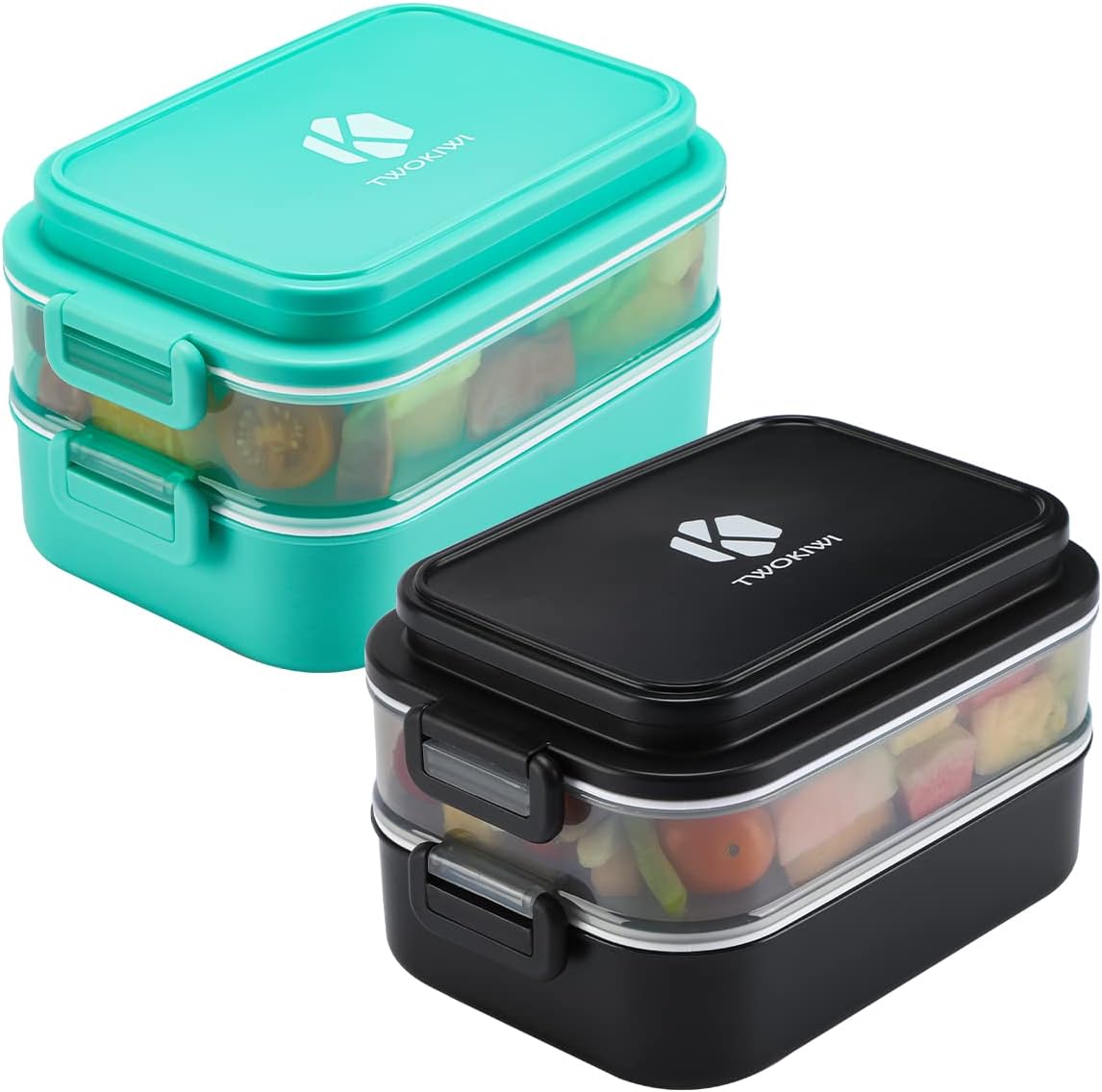 Amazon.com: TWOKIWI 2 PCS Bento Lunch Box Container - Clear Food Grade ...
