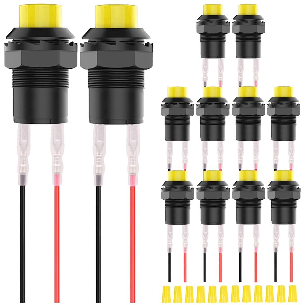 Amazon.co.jp: MKBKLLJY 12Pcs 黄色ミニ自己ロック スイッチ AC 250V 1.5A 125V 3A 2 ピン ...