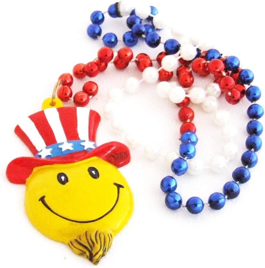 Amazon.com: Uncle Sam Patriot Smiley Face Mardi Gras Beads New Orleans ...