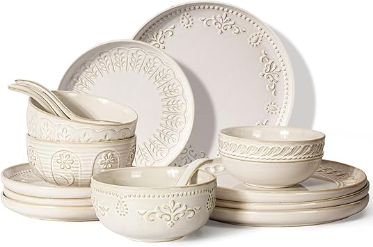 Amazon.com | Artena Plates And Bowls Sets, 16 Pieces Dinnerware Sets ...