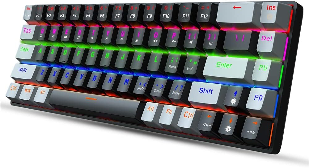 Amazon.com: V800 Wired Mechanical Keyboard 68 Keys RGB Gaming Keyboard ...