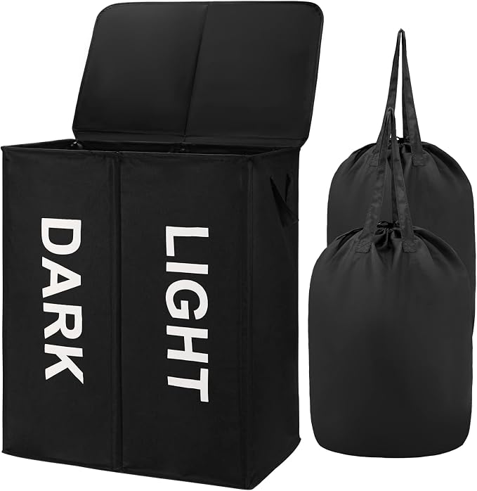 Amazon.com: Maxsilan 145L Double Large Laundry Basket with Lid and ...