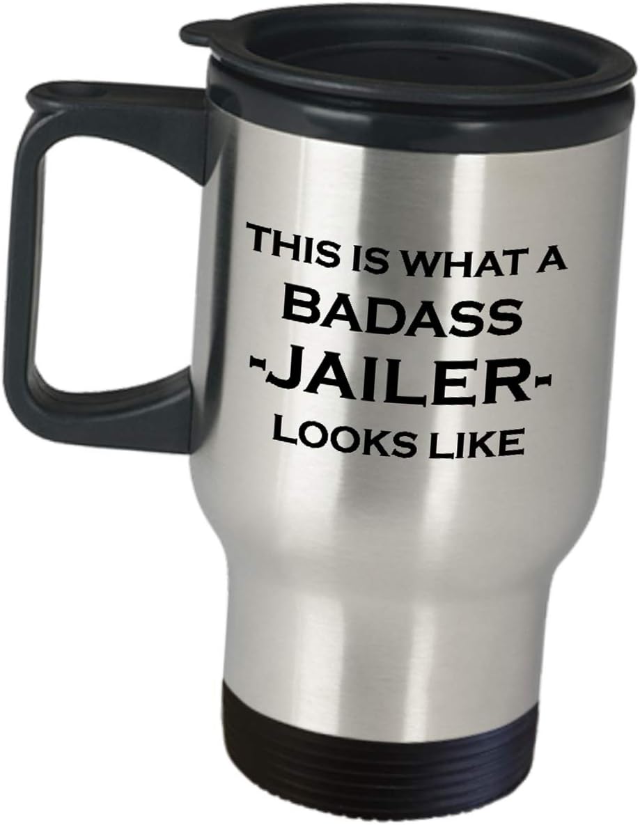 Amazon.com: Gifts For Jailer Travel Mug - This Is What A Badass Looks ...