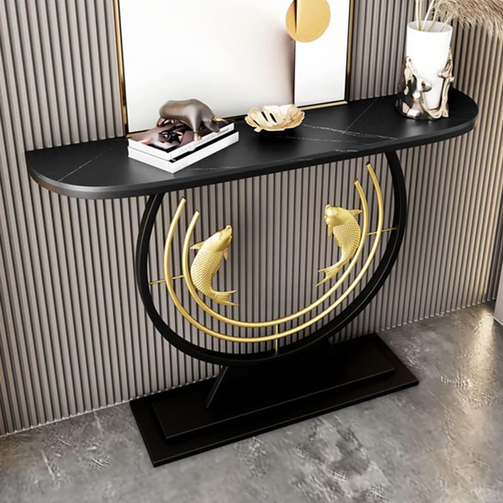 Amazon.com: KWOKING Half Moon Shape Console Table Stone Console Sofa ...
