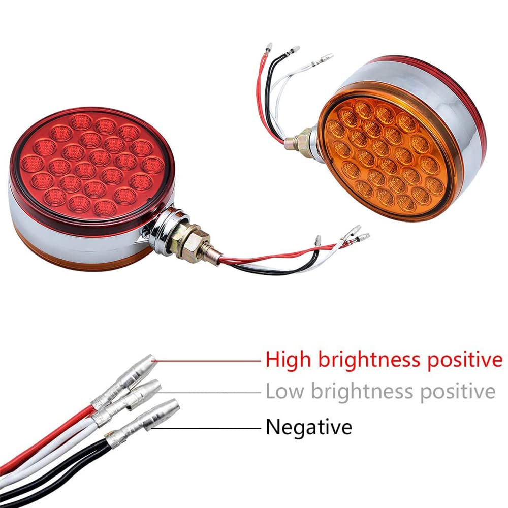 Snapklik.com : 2pc 4 Round Double Face Red/Amber 48 LED Fender ...
