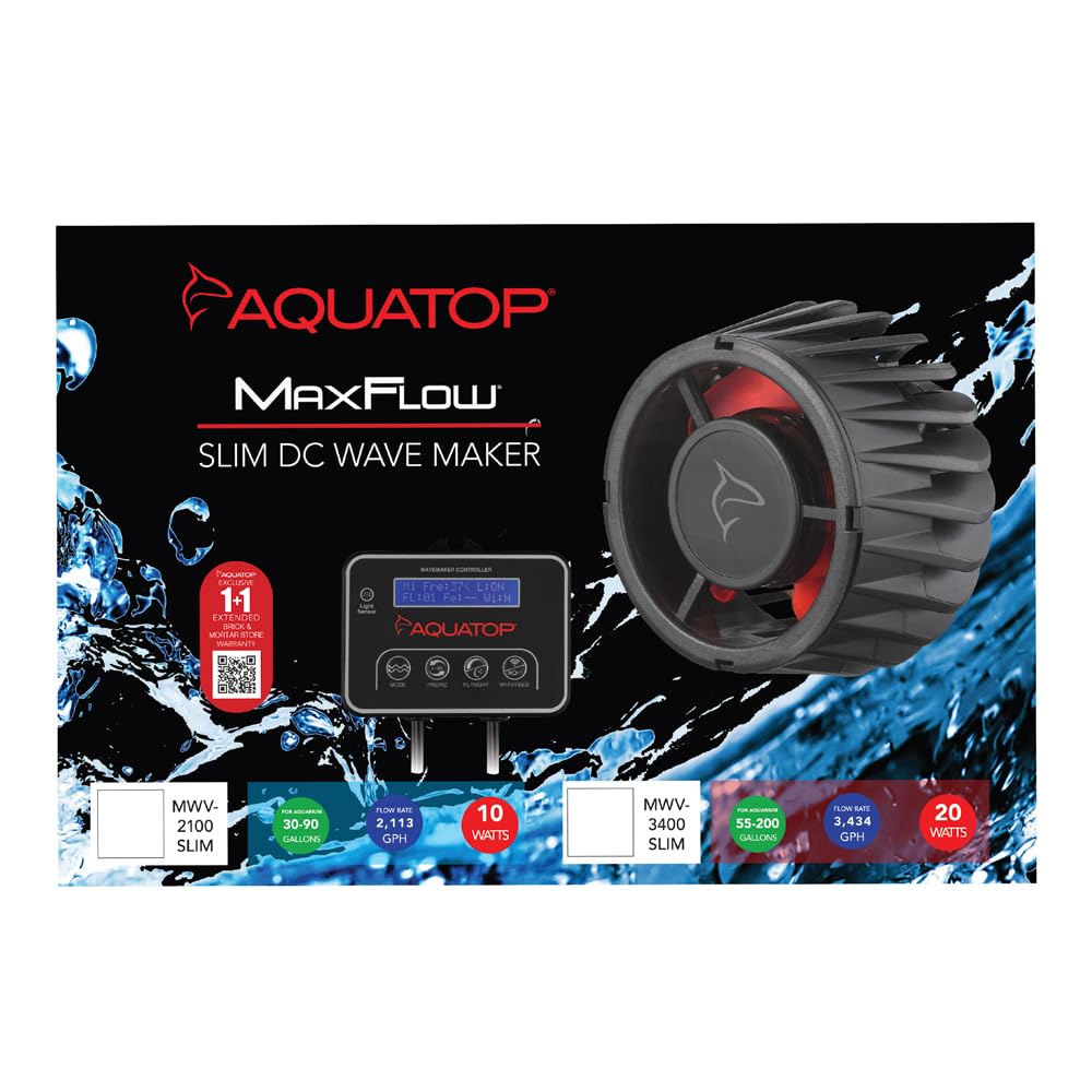 Amazon.com: Aquatop MaxFlow Slim DC Aquarium Circulation Wave Maker with Controller - 2113 GPH ...