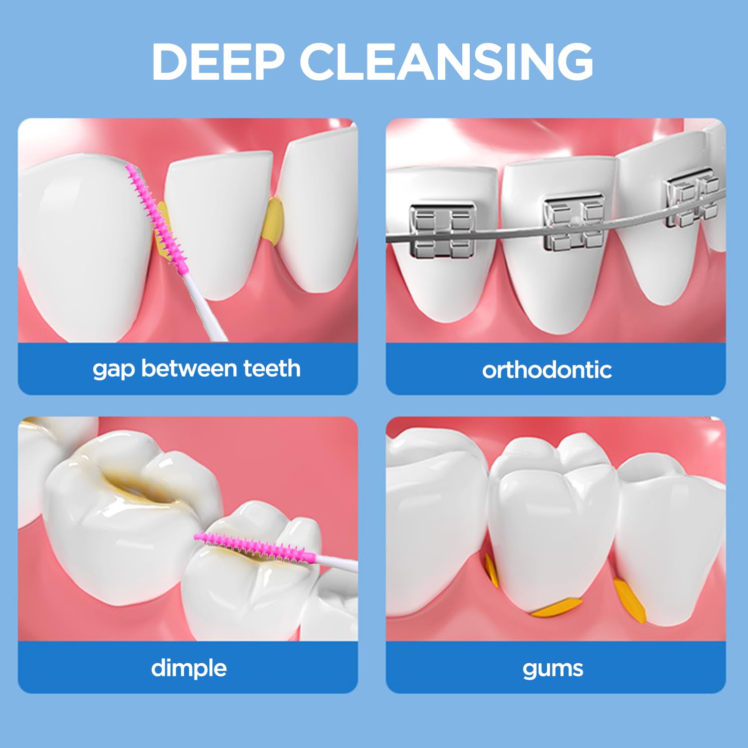 320 Pieces Interdental Brushes Pink, Silicone Dental Brushes Tooth ...