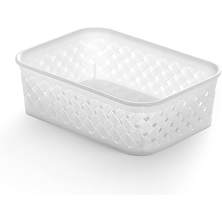 Amazon.com: Simplify Small Resin Wicker Tote | Storage Bin | Plastic ...