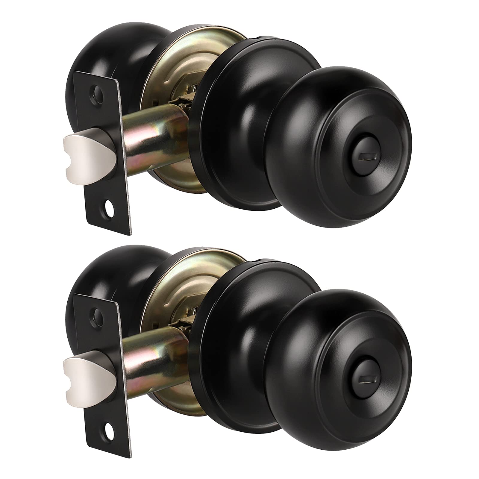 Snapklik.com : KNOBWELL 2 Pack Ball Privacy Door Knob, Black Interior Door Knob, Door Knob