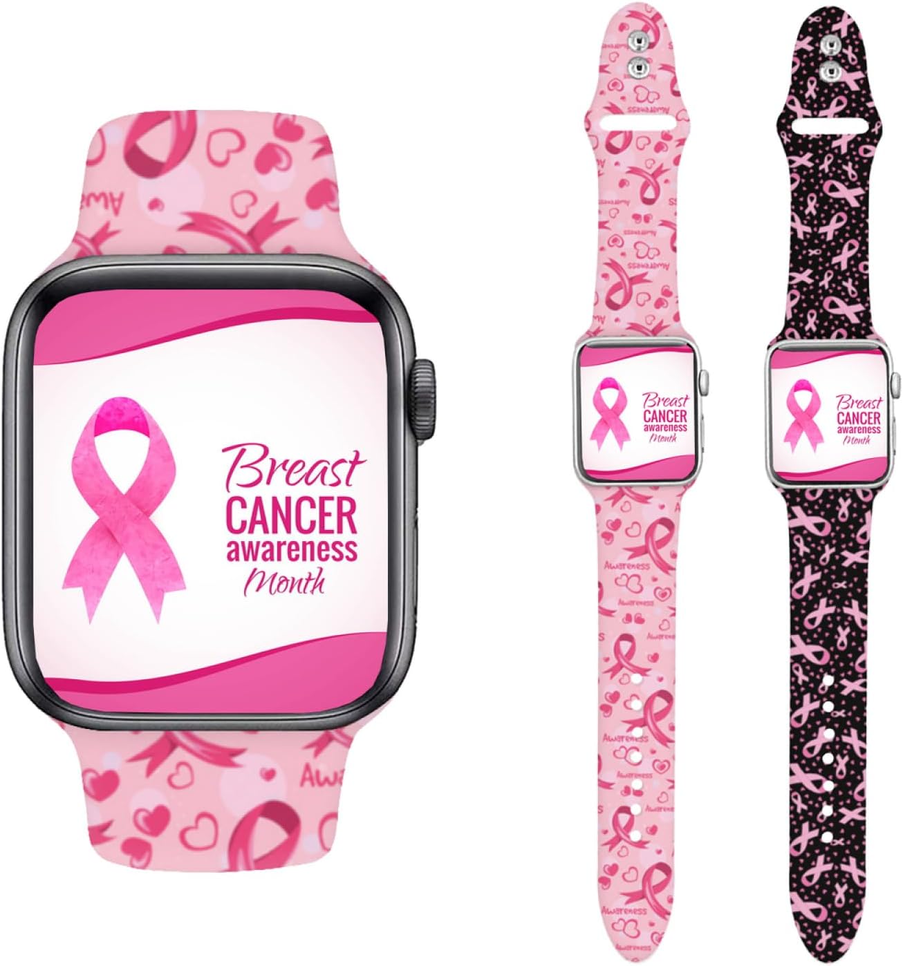 Amazon.com: Breast Cancer Watch Bands 38mm 40mm 41mm, Pink Ribbon Watch ...