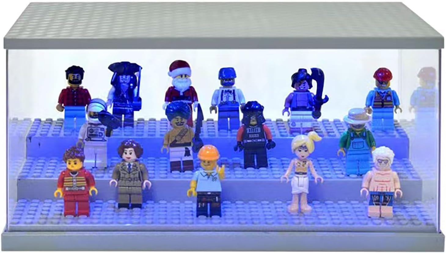 Amazon.com: Display Case with LED Light for Minifigure Action Figures ...