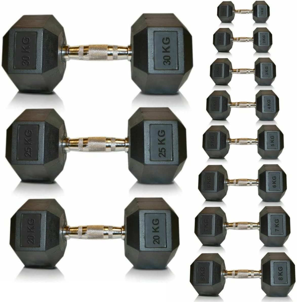 Sporteq Hex Dumbbells Set for Gym, Home Exercises | Rubber Encased ...