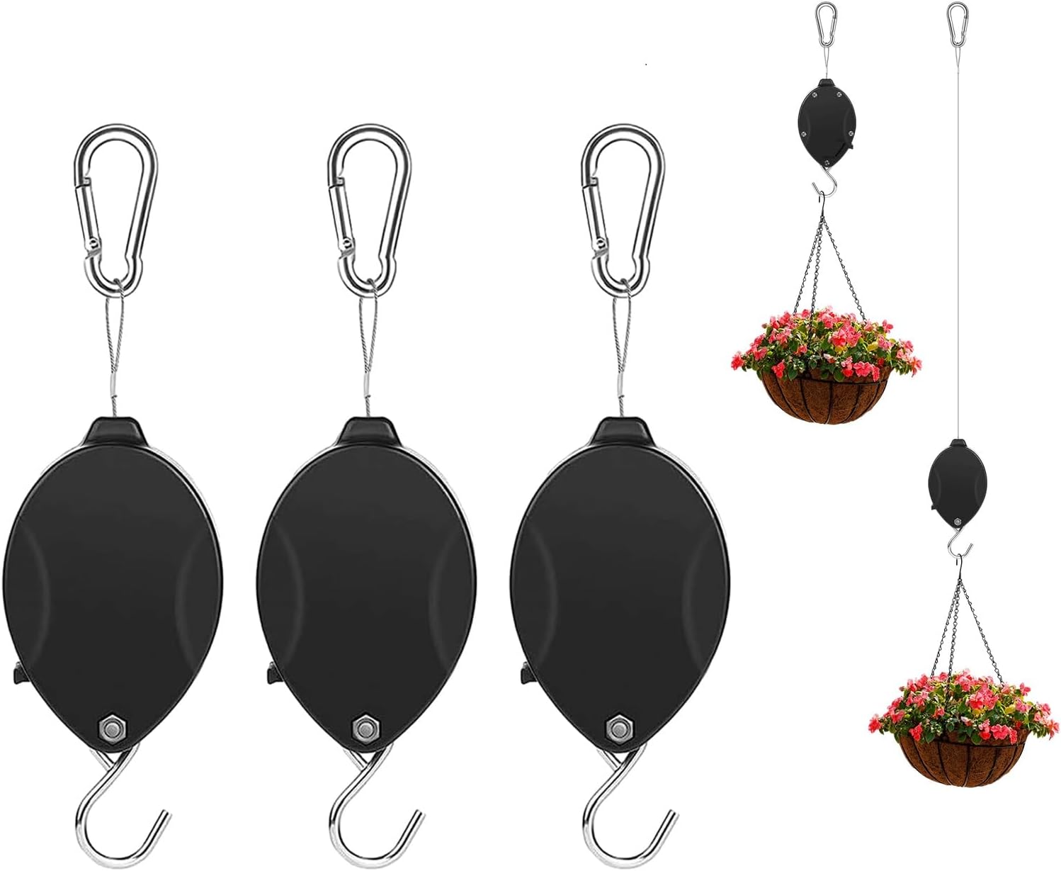 Amazon.com: VEdusa 3Pcs Retractable Plant Hanger Plant Pulleys for ...