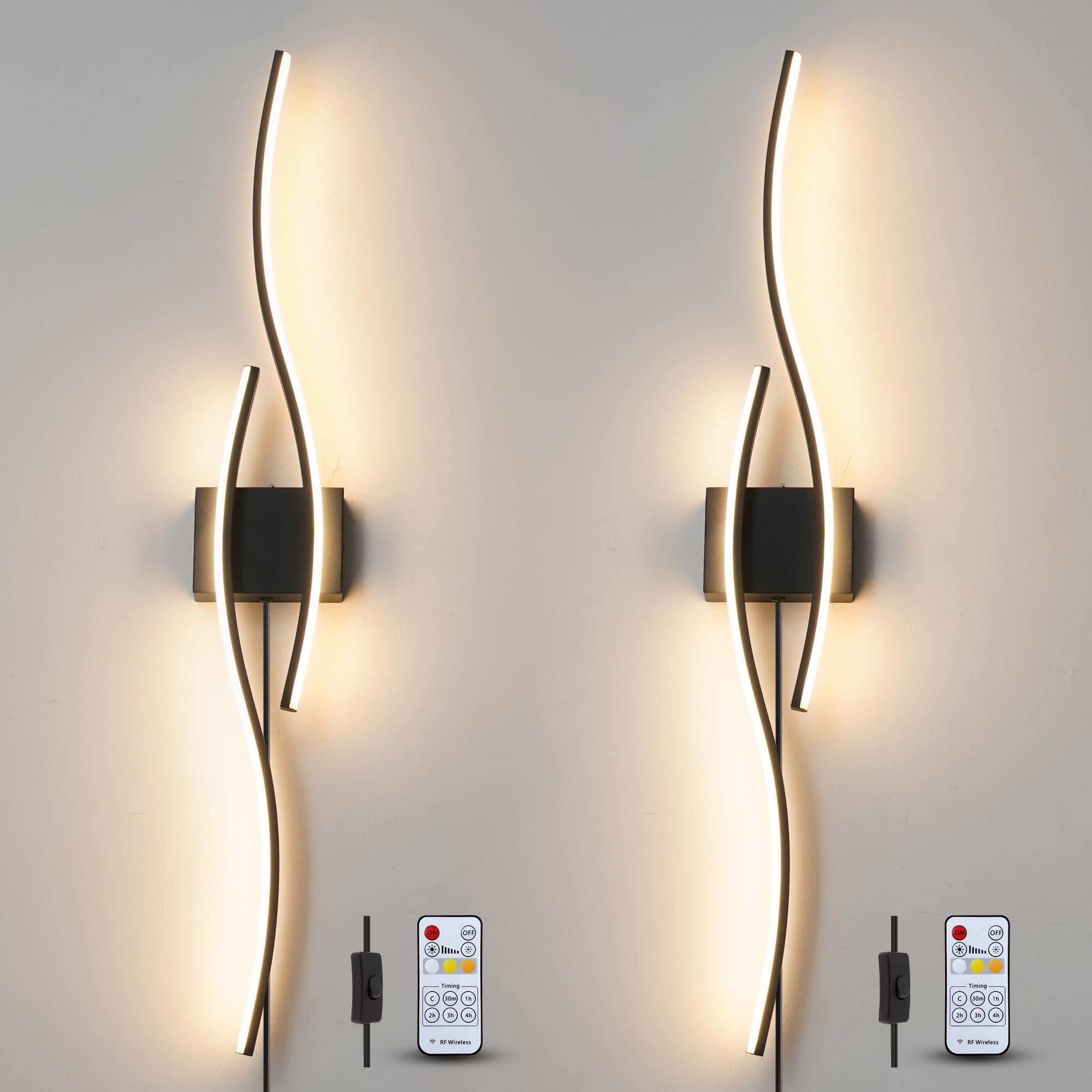 Lightess Modern Wall Sconce Dimmable LED Wall Lamp Warm White 12W ...