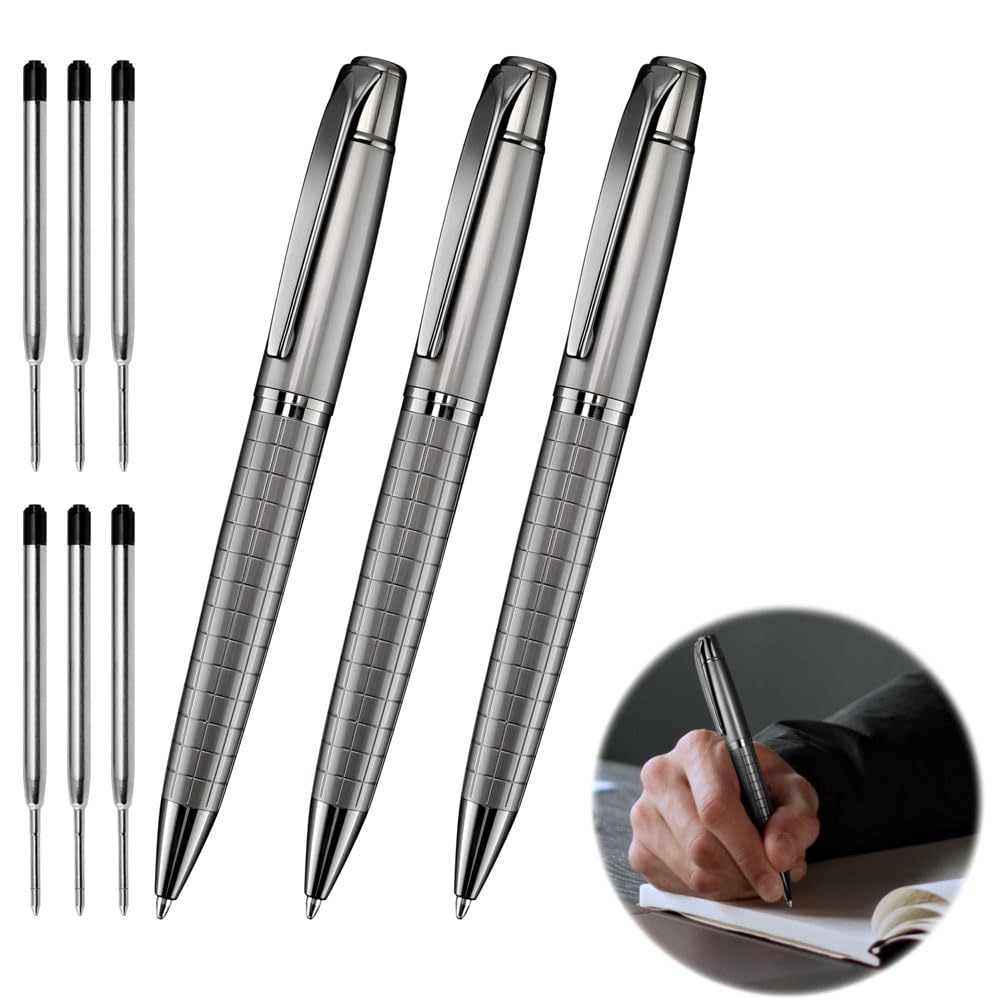 Azonee Ballpoint Pens Black Ink, Stainless Steel Cool Pens, 1.0 mm ...