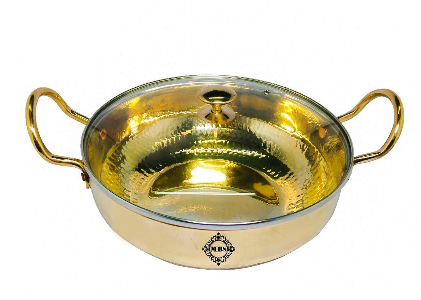 Buy MBS Multi Purpose Brass/Pital Kadhai with Glass Lid, Gold, 10 * 10 ...