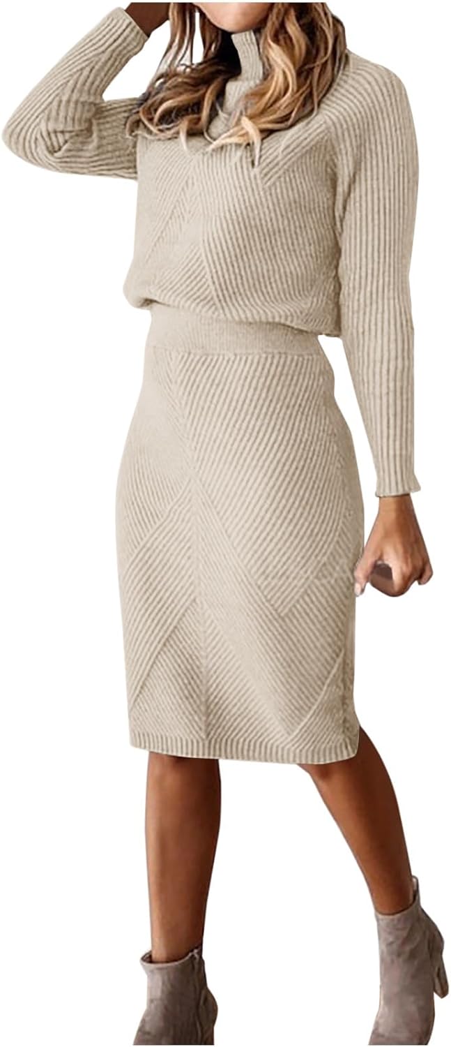 Amazon.com: hlysgo Women's 2 Piece Sweater Set Casual Rib Knit Long ...