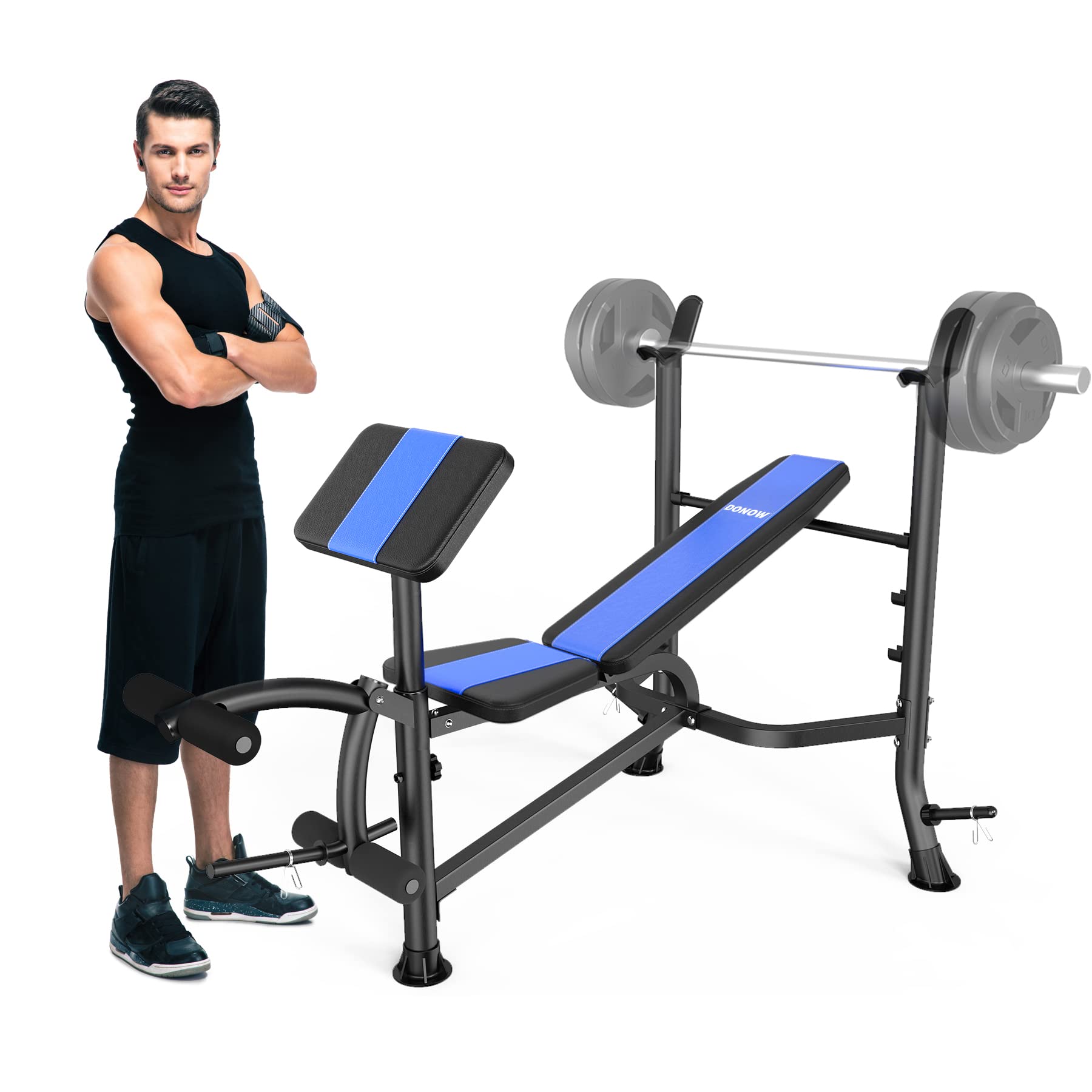 DONOW Olympic Weight Bench Adjustable With Barbell Rack Bench Press Set ...