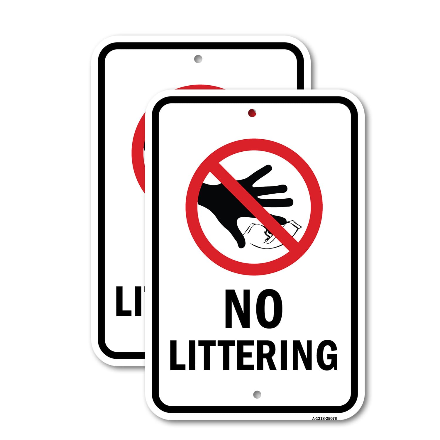 Amazon.com : (2 Pack) No Littering | 12" X 18" Heavy-Gauge Aluminum ...