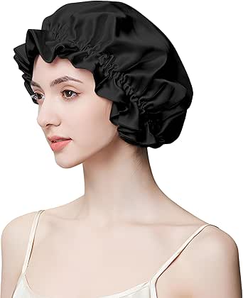 Amazon.com: SILKTALE Gorro de seda para dormir, gorro de noche de seda ...