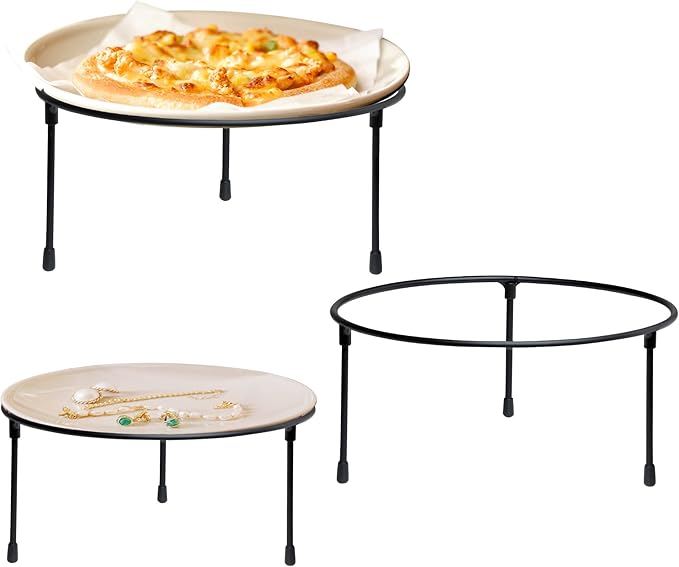 Amazon.com: HPC DECOR Set of 3 Black Metal Wire Pizza Pan Riser Stands ...