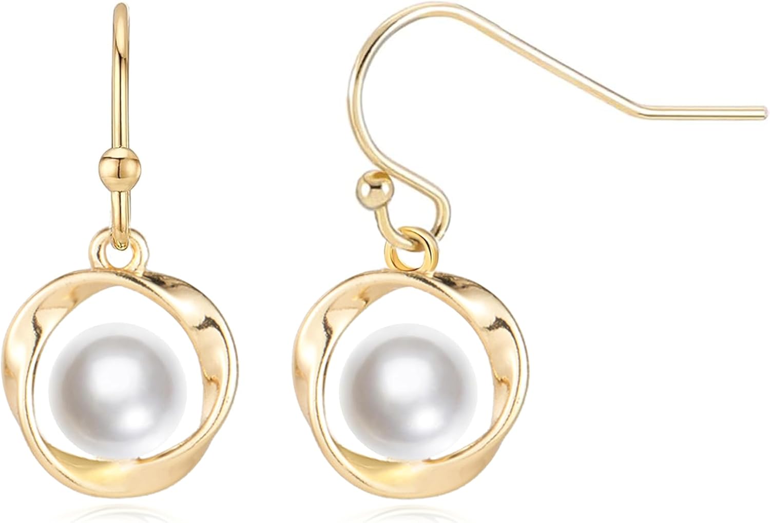 Amazon.com: Kaibig Elegant Pearl Drop Earrings for Women 18K gold ...