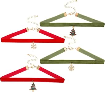AOVNA 4pcs Christmas Choker Christmas Tree Snowflake Necklace Cute Goth ...