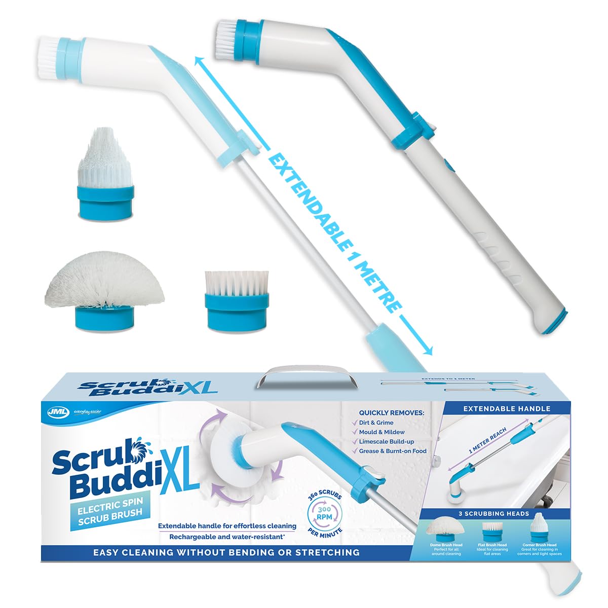 JML The Reach Anywhere Cordless Power Hurricane Spin Scrubber : Amazon ...