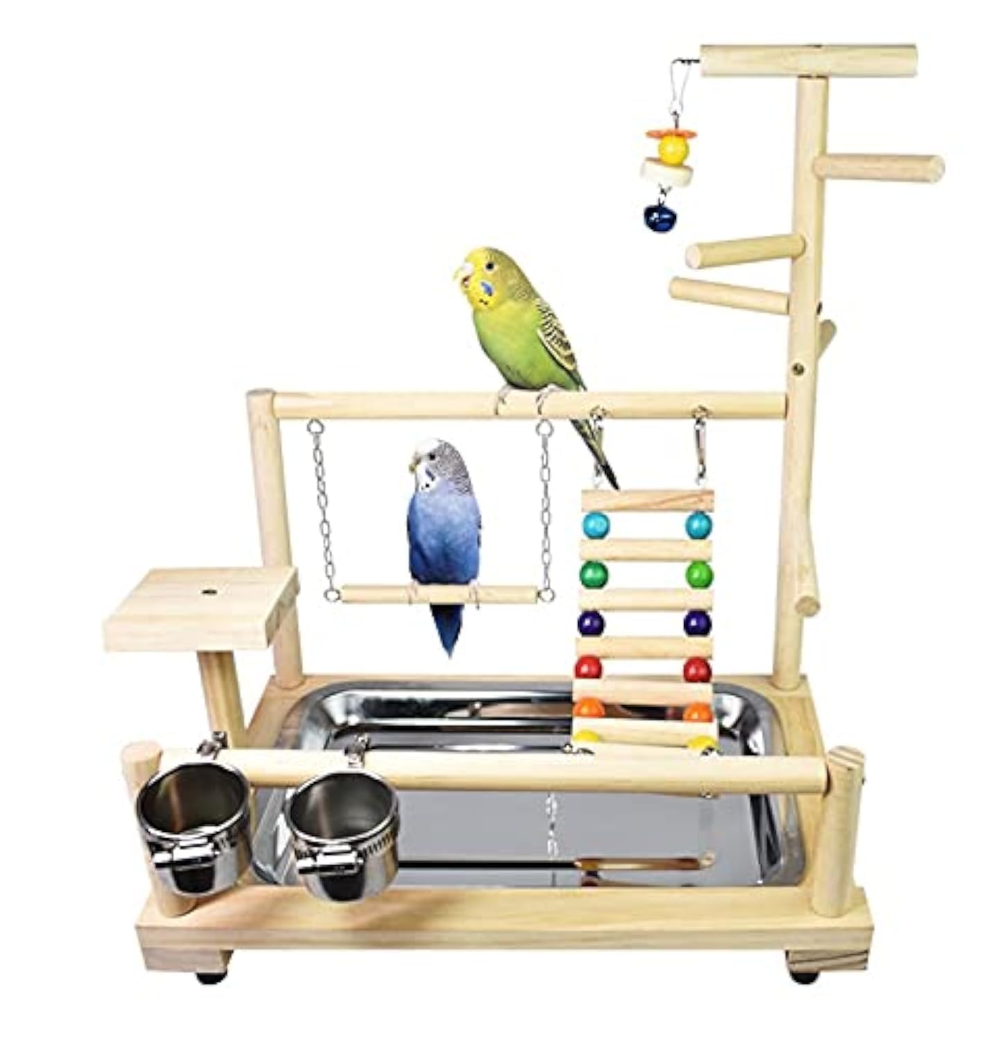 Bird Perch Stand Toy Wooden Parrot Playground Gym Budgie Toys ...