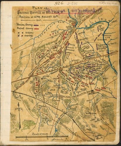 1862 Map Plan of Second Battle of Bull Run Va. : position at 6 p.m ...