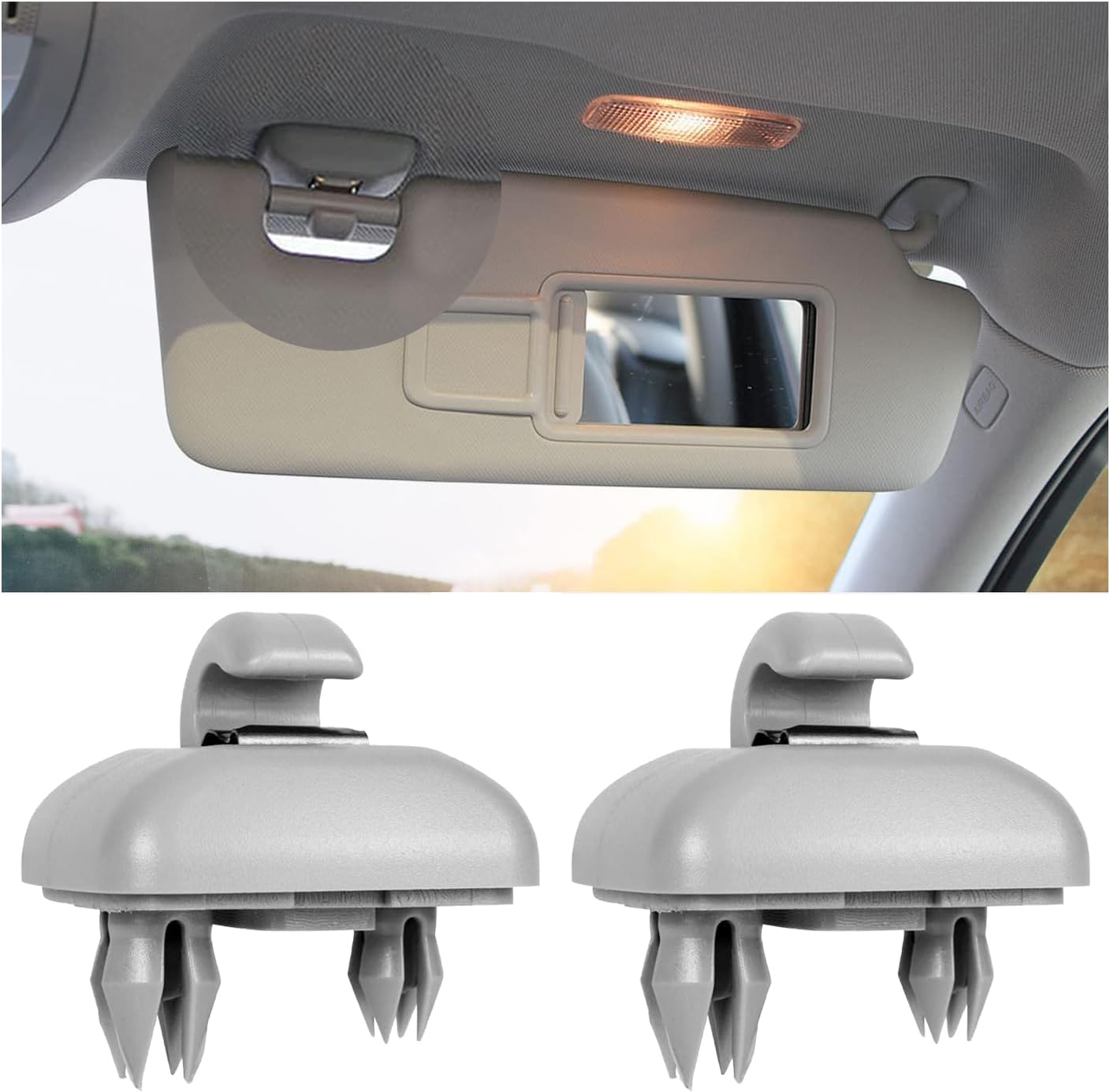 Amazon.com: Kewucn 2 PCS Sun Visor Bracket Hook Clip, Upgraded Base ...