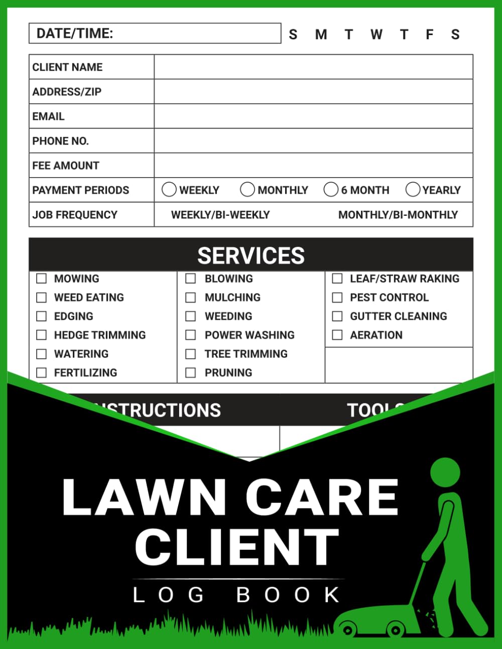 Lawn Care Client Log Book: Simple Lawn Mowing, Track Your Clients ...