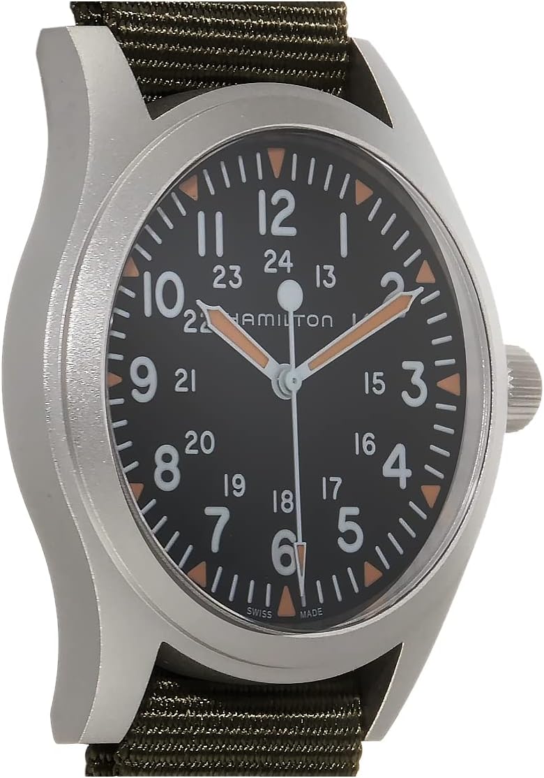 Hamilton Watch Khaki Field Swiss Mechanical Watch 42mm Case, Black Dial ...